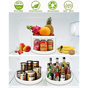 2 Tier, 10-Inch Non-Skid Lazy Susan Turntable for Cabinet, Lazy Susan Organizer for Cabinet, Kitchen, Fridge, Baking, Bathroom Makeup Vanity Countertop, Spice Rack, Turntable Organizer