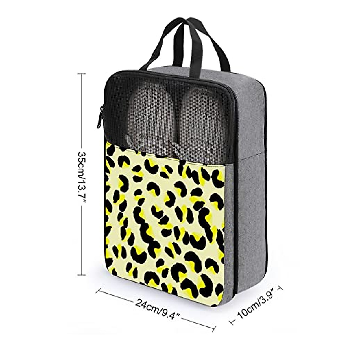 Frcavbin Retro Yellow Leopard Print Travel Shoe Bag Shoes Carrier with Handle and Zipper Foldable Shoe Puches Organizer for Home storage School starts