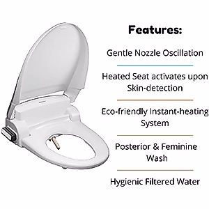 IntelliSeat - Smart Bidet Toilet Seat with Adjustable Water Pressure & Warm Water, Heated Seat & Dryer | Elongated Luxury Electric Bidet Toilet Seat