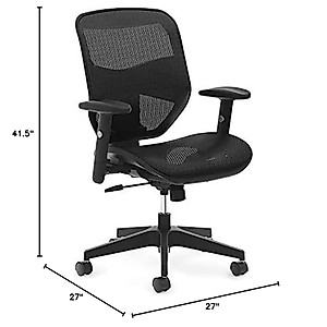 HON Prominent High Task Mesh Back and Seat Office Chair for Computer Desk, Black (HVL534), Swivel-Tilt