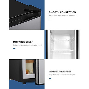 COOLLIFE Mini Freezer Only Countertop- Compact Reversible Single Door Table Top Mini Freezer - Free Standing portable small upright freezer Machine for Office(2.1 Cubic Feet, Silver)