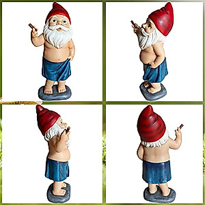 JHWKJS Garden Gnome Statue, Funny Garden Gnome Outdoor Pool Statue Decoration Indoor Outdoor Lawn Figurines for Home Patio Yard Garden Decor, Housewarming Garden Gift