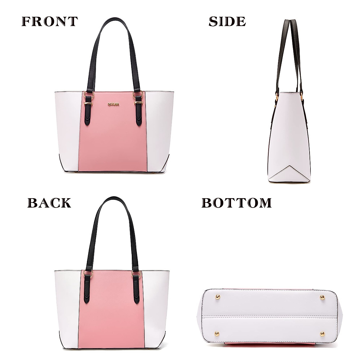 Women Purses Handbags Wallet Sets Shoulder Bags Top Handle Satchel Tote Purse Work Bag Set With Matching Wallet 3pcs WhitePink