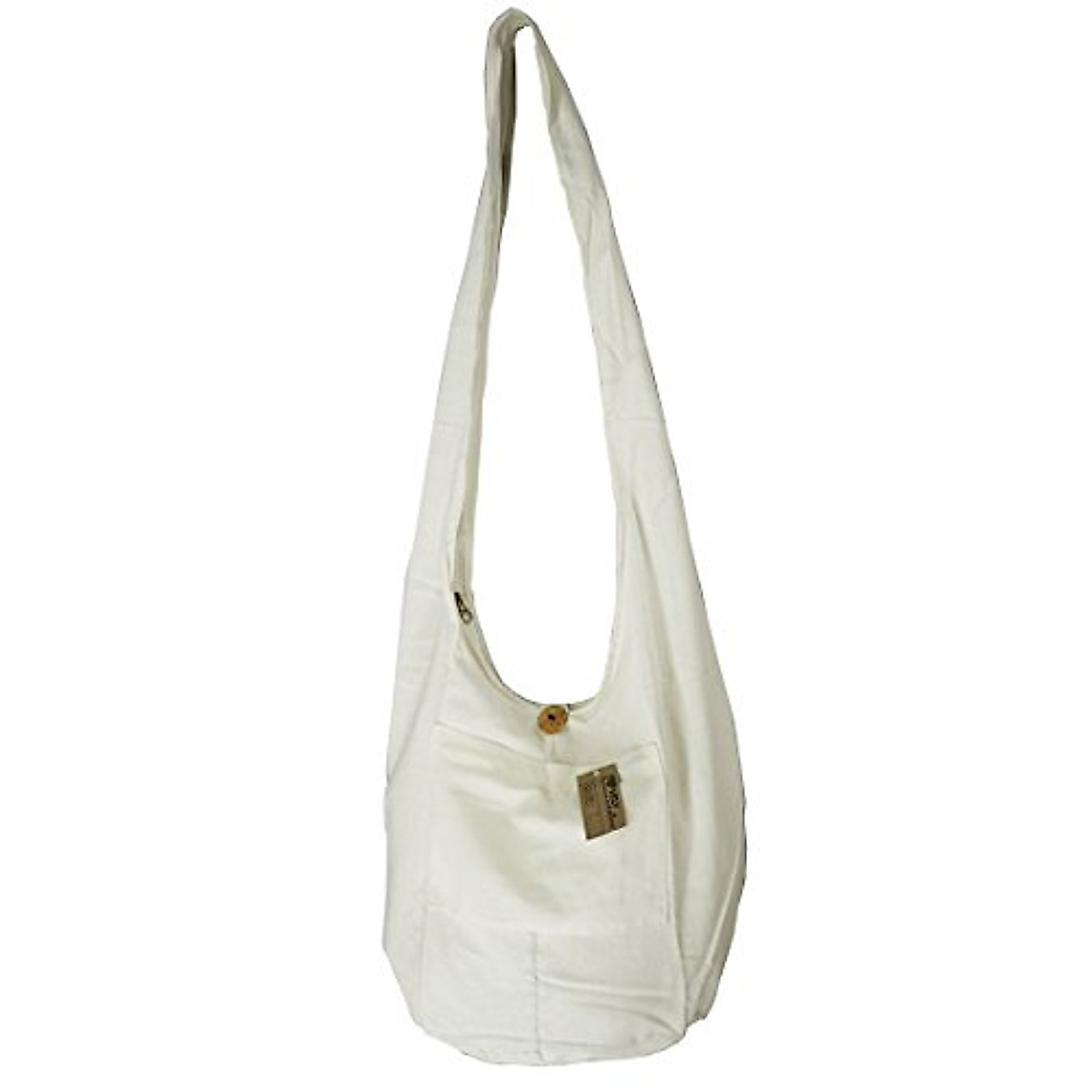 Lovely Creations Thai Monk Buddha Cotton Sling Crossbody Messenger Bag Purse Hippie Hobo Shoulder Bag (์NN White)