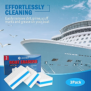i COVER Boat Scuff Erasers - Magic Boat Sponge for Cleaning Mark Dirt Long-Lasting Marine Boat Cleaner Accessories, 3 Pack