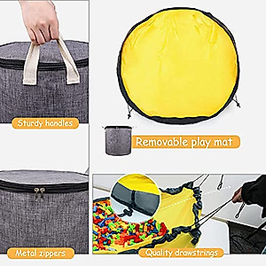 Toy Storage Basket and Play Mat, Toy Storage Bins Toy Storage Organizer waterproof portable Container Bag for Toys Kids Classroom Cleanup Toy Organizer with 59”Removable Play Mat, 12.5”x13.5”