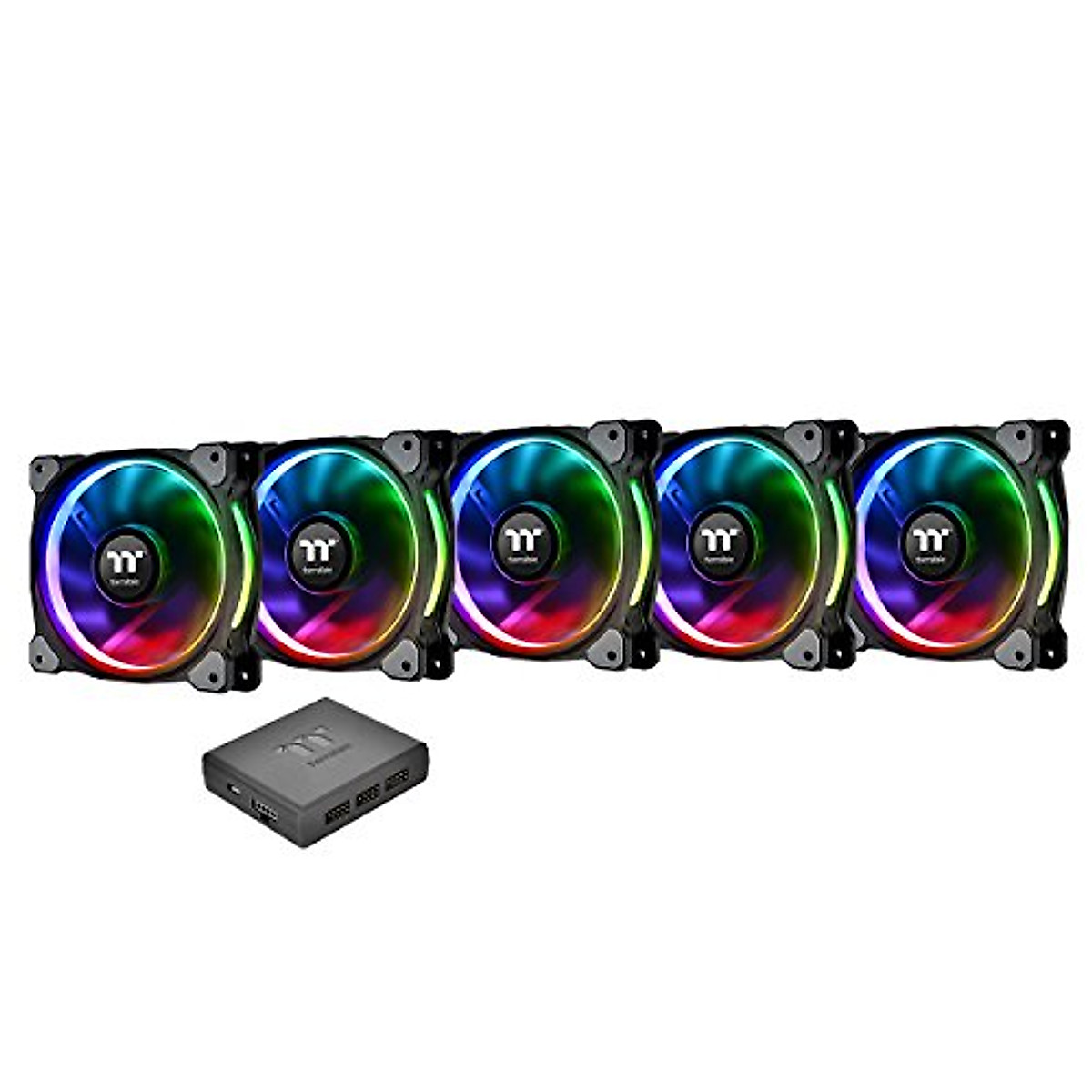 Thermaltake CL-F054-PL12SW-A Riing Plus 12 LED RGB Radiator Fan - Black (Pack of 5)