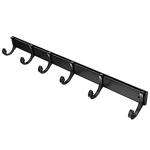 Veemoon 3pcs Mounted Clothes Hooks Xcm Wall with Rack Heavy and Kitchen Home Utility Adhesive Great Holder Foyers Robes Rail Black Coat for Entryway Hallways Bag Towel Purse. Hangers Hat