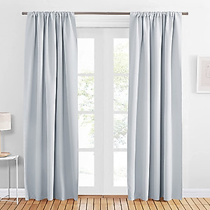 PONY DANCE White Window Curtains - 42 inch W by 90 L Grayish White Thermal Insulated Curtain Drapes Light Filter Energy Efficient Modern Design Style for Home Decor, 2 Pieces