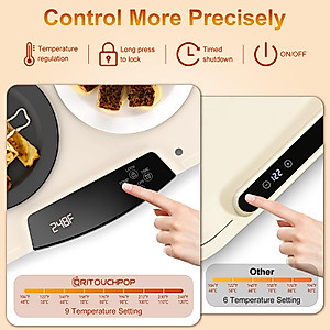 Oritouchpop Food Warming Mat Electric Warming Tray with 9 Adjustable Temperature Full Surface Heating Roll Up Portable Silicone Food Warmer for Buffet Family Gatherings Holidays Countertop