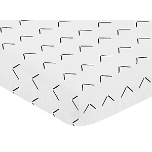 Sweet Jojo Designs White and Black Boho Arrow Boy Girl Fitted Crib Sheet Baby or Toddler Bed Nursery - Black and White Bohemian Tribal Southwest Chevron Geometric Herringbone Woodland Gender Neutral