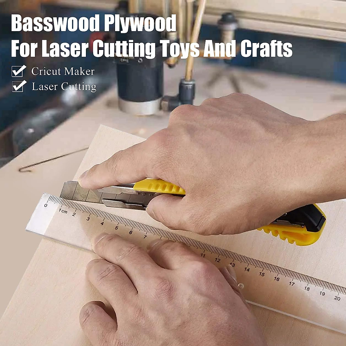 Basswood Sheets - 20 Pack 300 * 200 * 1.5mm Thick,Thin Wood Sheets Perfect for Crafts,Laser Cutting,Carving,Cricut Maker Projects,Veneer and Model Building