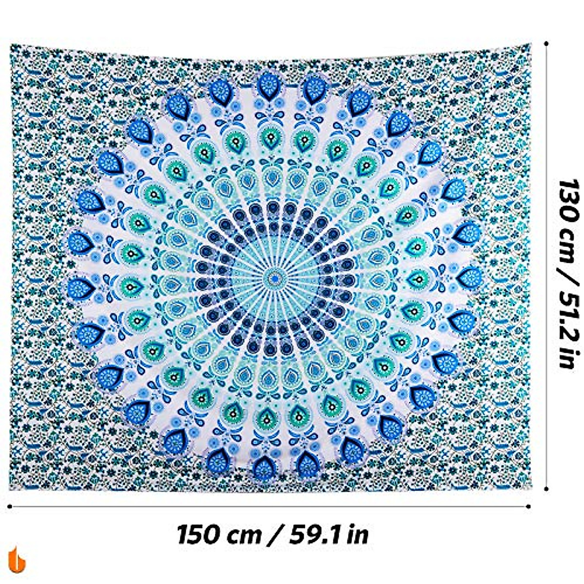 Urbanstrive Not Fade Bohemian Tapestry, Wall Tapestry for bedroom Aesthetic Hippy Tapestries for Bedroom Beach Blanket Home Decor, Machine Washable (59x51 in)(150x130 cm)