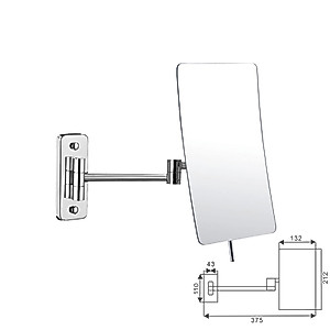 Bathroom Folding Makeup Mirror ,Hotel Bathroom Rotating Telescopic Mirror Wall Hanging Beauty Triple Zoom Single Side Makeup Mirror 8 Inch Free Punch-Square Bottom