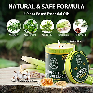 KICKOUTOR Mosquito Repellent Candle 2PCS 9oz Citronella Candles Natural 30 Hours DEET Free Anti Bug Candle Made with Essential Oils Soy Beeswax for Outdoor Patio Camping Picnic Indoor Room