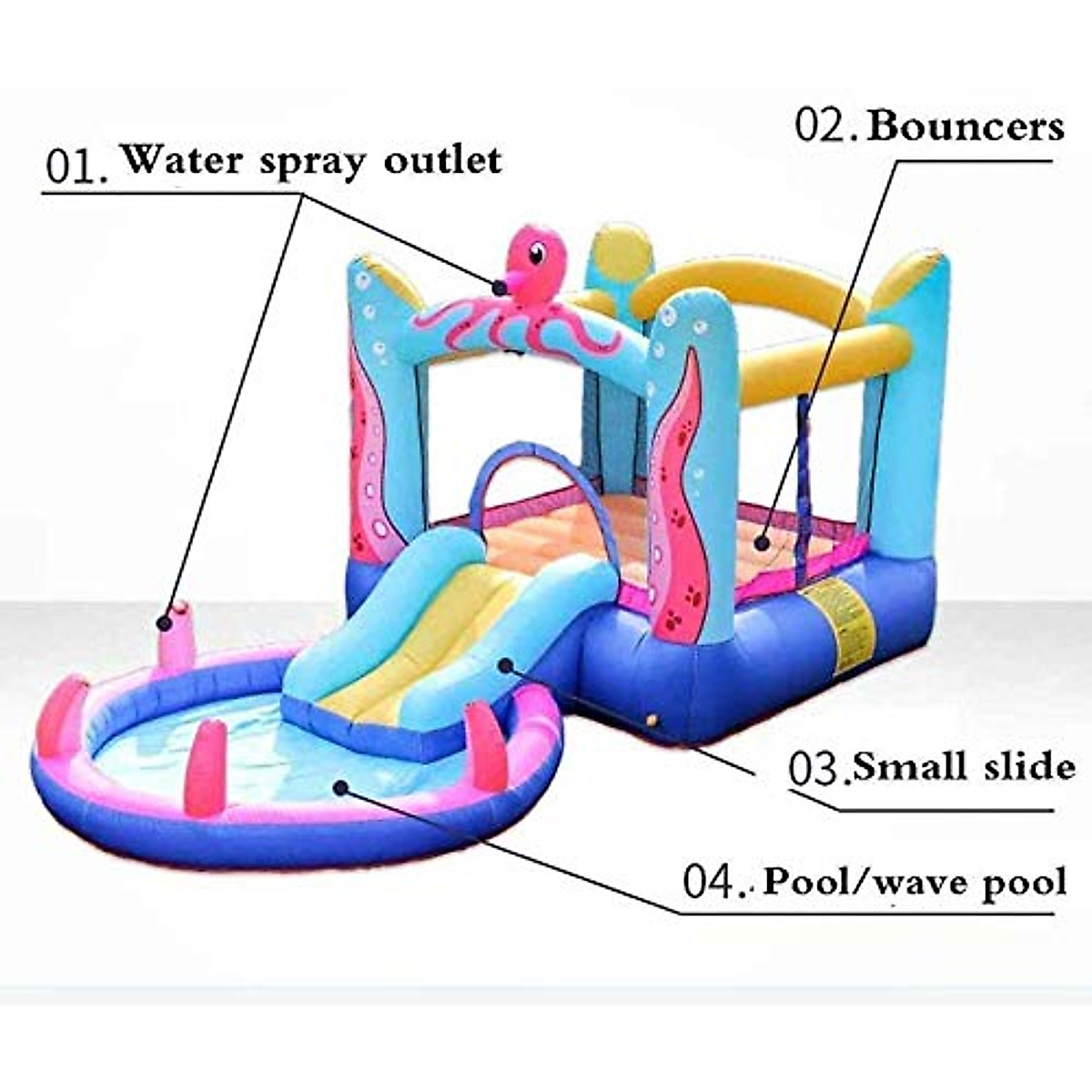 Baby Toys Bouncy Castles, Children's Inflatable Castle, Kid Slide Toys, Children's Playground Inflatable Trampoline, for Indoor and Outdoor