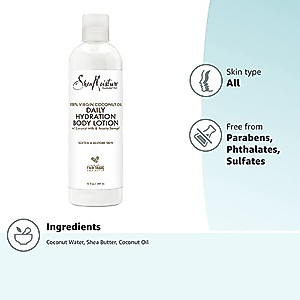 SheaMoisture 100% virgin coconut oil daily hydration body lotion moisturizer, 13 Fluid Ounce