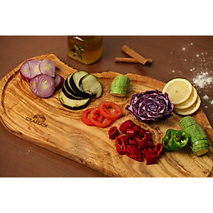 OLIVIEU ~ Olive Wood Cutting Boards with Juice Rim ~ Serving Board ~ Charcuterie Board (21 inch ~ big)