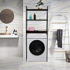 Bathroom Over The Toilet Organizer Storage Rack with Adjustable Shelves 3 Tier Bamboo Freestanding Shelf Plant Stand Multipurpose Organizer Space Saver for Laundry, Balcony，Brow