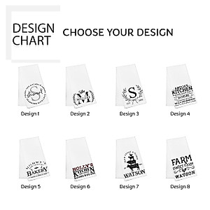 Naive Argo Personalized Kitchen Décor Tea Towel | Flour Sack Towels | Housewarming Grandma Customize Monogram Hanging Home Décor | Custom Dish Clothes | Initial Last Name | C03D01