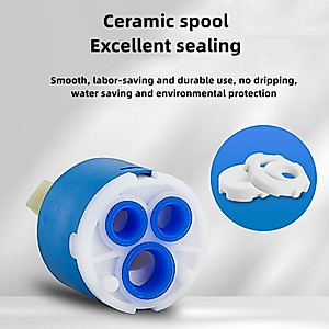 Tnfeeon 35/40mm Ceramic Cartridge Faucet Replacement Water Mixer Tap Inner Control Faucet Valve(40mm)