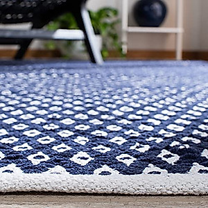 SAFAVIEH Boston Collection 2'6" x 4' Navy BOS685D Handmade Flatweave Cotton Accent Rug