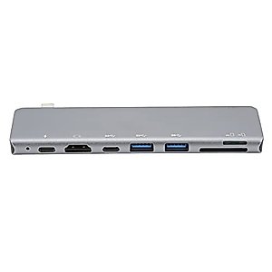 7 in 1 USB C Hub, Type C Hub USB 3.0 PD Fast Charging 4K HD Multimedia Interface High Speed Multiport Adapter with Card Reader