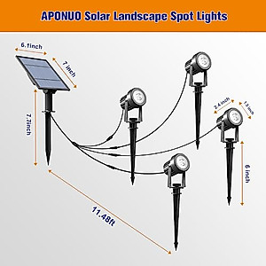 APONUO Solar Spot Lights Outdoor Adjustable Solar Landscape Spotlights Solar Uplights Dusk to Dawn Waterproof 9.8ft Cable Landscape Lighting for Yard Pathway Garden Tree Decoration with 4 Warm White