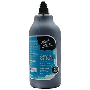 Mont Marte Discovery School Acrylic, Black, 1/2 Gallon (2 Liter). Ideal for Students and Artists. Excellent Coverage and Fast Drying. Pump Lid Included.