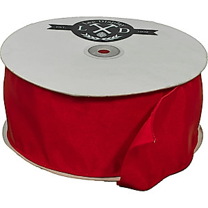 Red Christmas Ribbon Double Faced Satin Fabric Wired-Edge Rolls of 3IN Wide X 50 Yard Length