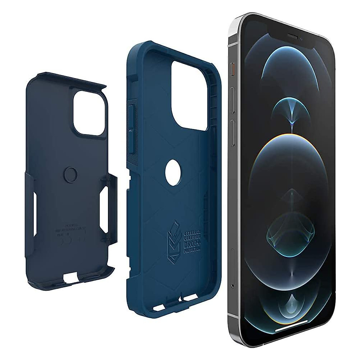 OtterBox iPhone 12 & iPhone 12 Pro Commuter Series Case - BESPOKE WAY (BLAZER BLUE/STORMY SEAS BLUE), slim & tough, pocket-friendly, with port protection