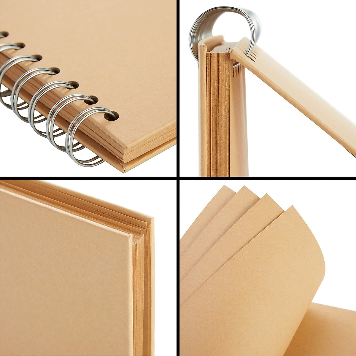 80 Pages Hardcover Kraft Scrapbook Albums, Blank DIY Journal for Scrapbooking (8x8 Inches)
