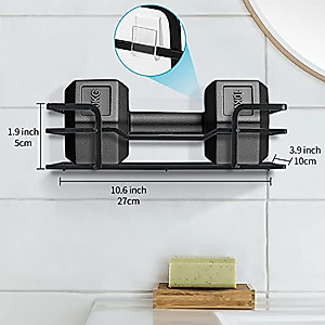 Shower Caddy Adhesive Basket Shelf Drill-Free Kitchen or Bathroom Organizer - Black Basket Shelves Hooks for Washroom Accessories Adhesive Stainless Steel Shampoo Holder, Kitchen Shelf Rack 2 Pck