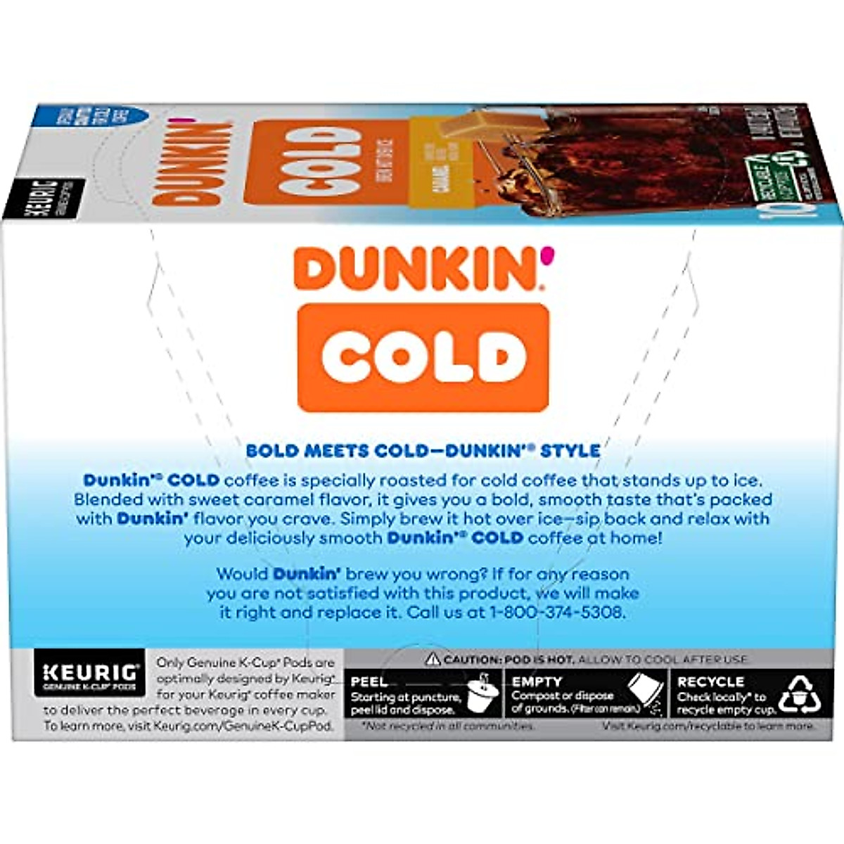 Dunkin' Cold Caramel Flavored Coffee, 60 Keurig K-Cup Pods