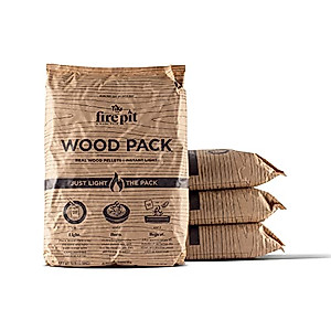 TIKI Brand Wood Packs - 4-Pack, Wood Pellets For Smokeless Outdoor Fire Pits, Wood Fuel Pellets, Easy Instant Fire For 30+ Minute Burn, 17 x 11.5 x 3.5 Inches