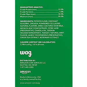 Amazon Brand - Wag Dog Dental Chews - Green Brush - Large Dogs (50 - 100 lb), 36Oz, 24 Count