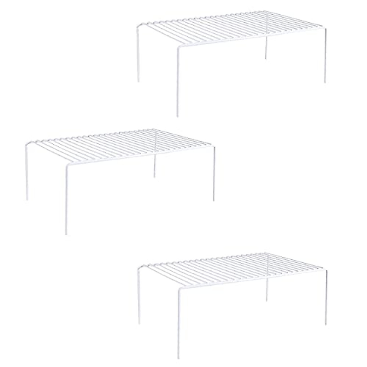 GEDLIRE Kitchen Cabinet Shelf Organizer Set of 3, Large (15.7 x 9.4 inch) Metal Wire Pantry Storage Shelves, Dish Plate Racks for Cabinets, Freezer, Counter, Cupboard Organizers and Storage, White