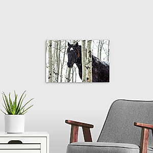 GREATBIGCANVAS Wild horse in a snowstorm, Turner Canvas Wall Art Print, Horse Home Decor Artwork, 30"x20"x1.5"