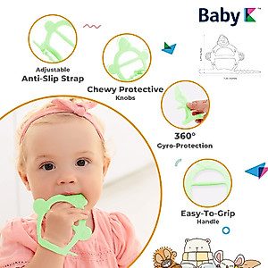 BABY K Baby Teething Toys Set 10 Pcs (Mint Green) - Teething Mittens for Babies - Freezable Teething Toys for Gum Relief - Sensory Toys for Babies with Soft Nubs - Rattles for Babies 6-12 Months