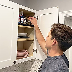 HOUSE AGAIN Pull Down Kitchen Cabinet Organizer, Drop Down Spice Rack Easy Reach for Pantry/Cabinet/Cupboard, Sliding Out Storage Basket for Upper Cabinet, Pull Out Drawer, Black