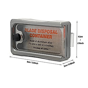 NEWISHTOOL Aluminum Alloy Disposal Blade Box to Break Snap Off Blade and Storage Used Blades, with Magnet and Hanging Clip Blade Disposal Container Safe to Dispose of Most Utility/Razor Blades