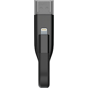 Emtec iCobra iPhone Flash Drive 128GB 3 in 1 Black, Dual Connector USB 3.0 and Lightning with Charging, External Memory Expansion, for iPhone, iPad, iPod (ECMMD128GT503V2B)