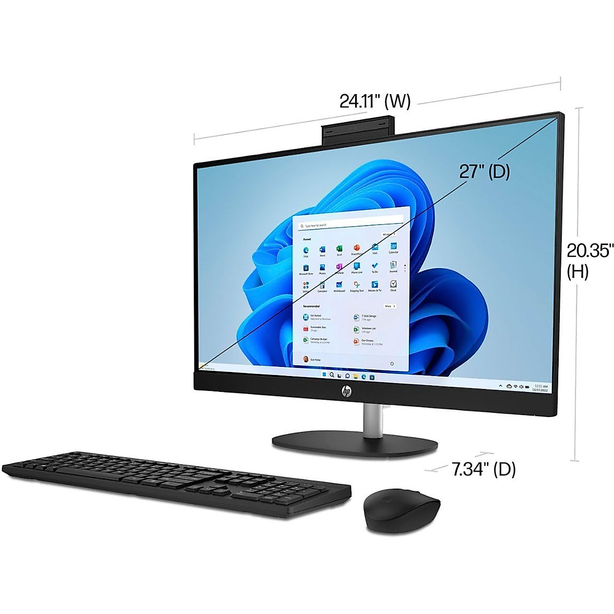 HP 27 All-in-One Touch Desktop 1TB SSD 32GB RAM (AMD Ryzen 7 with 8 cores and Max Boost to 4.50GHz, 1 TB SSD, 32 GB RAM, 27-inch FullHD Touchscreen, Win 11) PC Computer Essential Pavilion