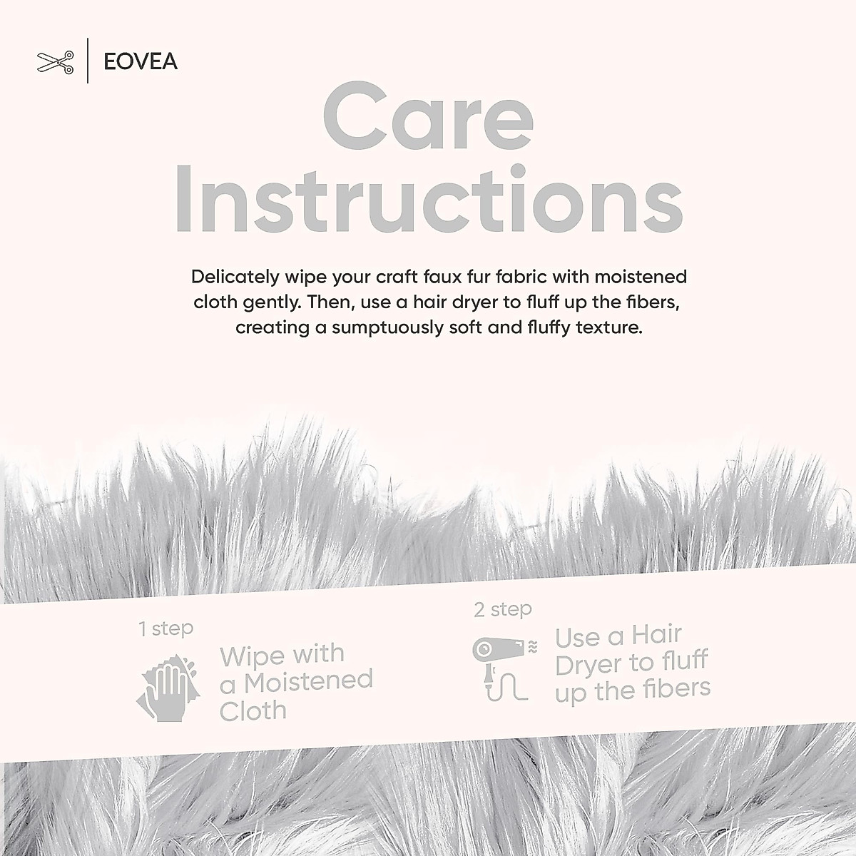 EOVEA Shaggy Faux Fur Fabric by The Yard - 36" X 60" Inch Wide - Fluffy Fur Fabric- Plush Furry Materials - Fuzzy Craft Supply for DIY, Halloween, Upholstery, Costume, Sewing(White, One Yard)