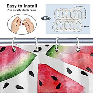XMNYGJ Shower Curtain Red Pink Watermelon Shower Curtain Set with 12 Plastic Hooks Waterproof Fabric Bath Curtains for Bathroom Decor Machine Washable 72 x 72 Inches