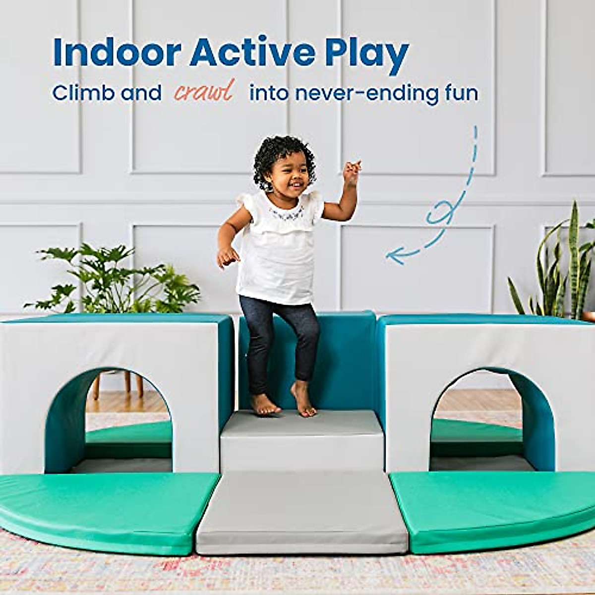 ECR4Kids SoftZone Triple Tunnel Maze, Toddler Playset, Contemporary, 9-Piece