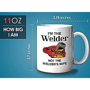 Bubble Hugs Welder Coffee Mug 11oz White - Not Welder's Wife - Welding Metal Worker Mechanic Engineer Gifts for Men Husband Dad