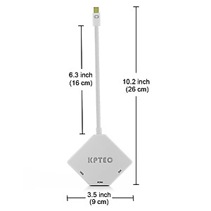 KPTEC Ultimate 3-in-1 Mini DP (Thunderbolt) to 4K UHD HDMI, DVI, VGA Adapter,Compact 1080p Mini Display (mDP) Converter Compatible for MacBook Air/Pro, iMac, iMac Mini, Surface Pro Series, White