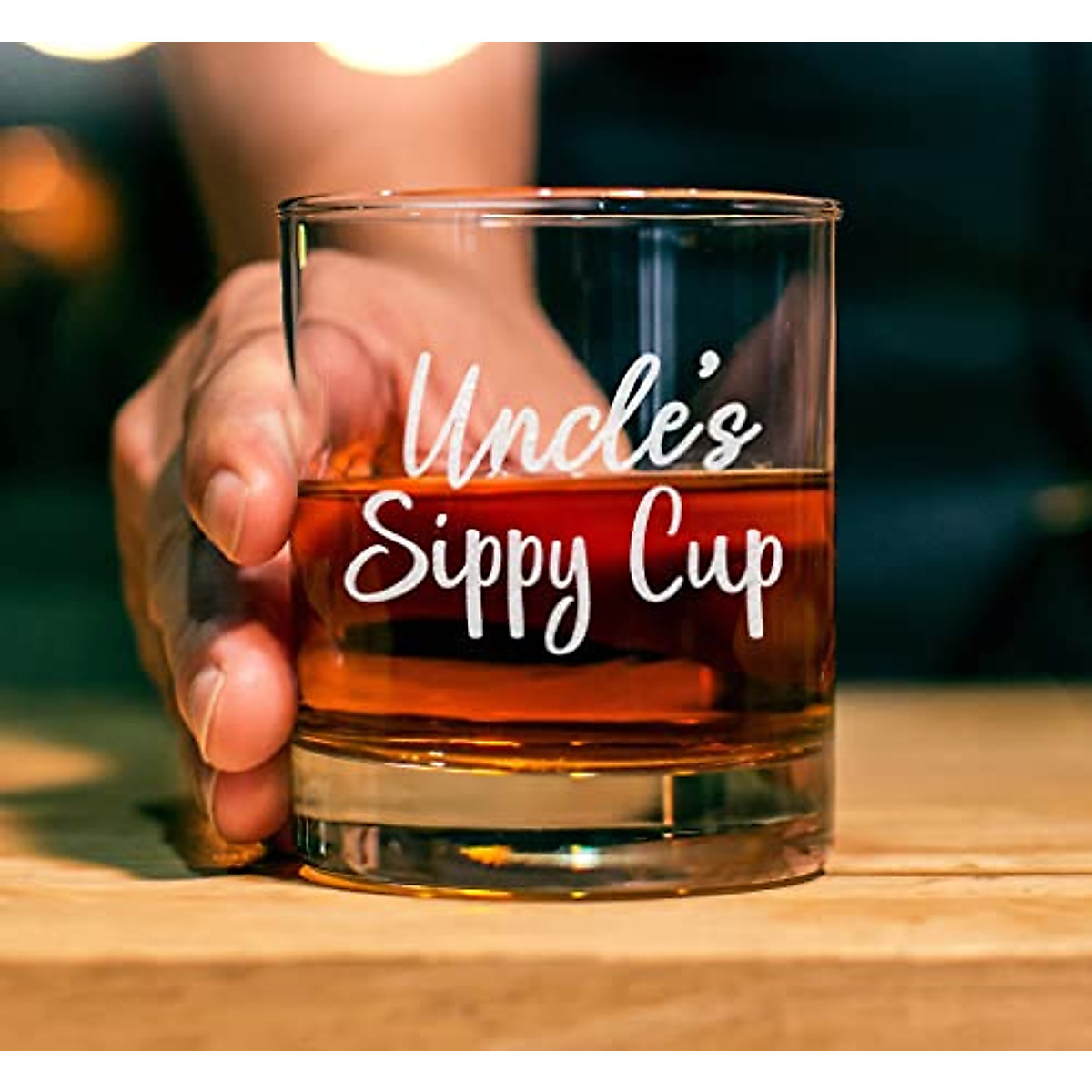 CARVELITA Uncle's Sippy Cup - Uncle Whiskey Glass - 11oz Engraved Old Fashioned Bourbon Rocks Glass For Uncle Birthday Gifts - Best Uncle Gifts - Funny Uncle Gifts - Gifts For Uncle From Nephew, Niece