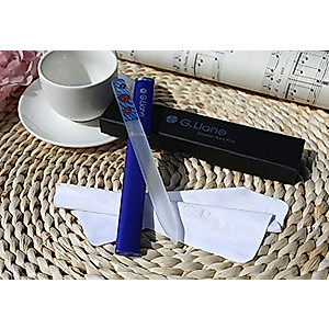Premium Glass Nail File with Case – G.Liane Professional Crystal Fingernail Files Perfect Manicure Set for Women Men Kids Nail Care Gift Set (Blue)